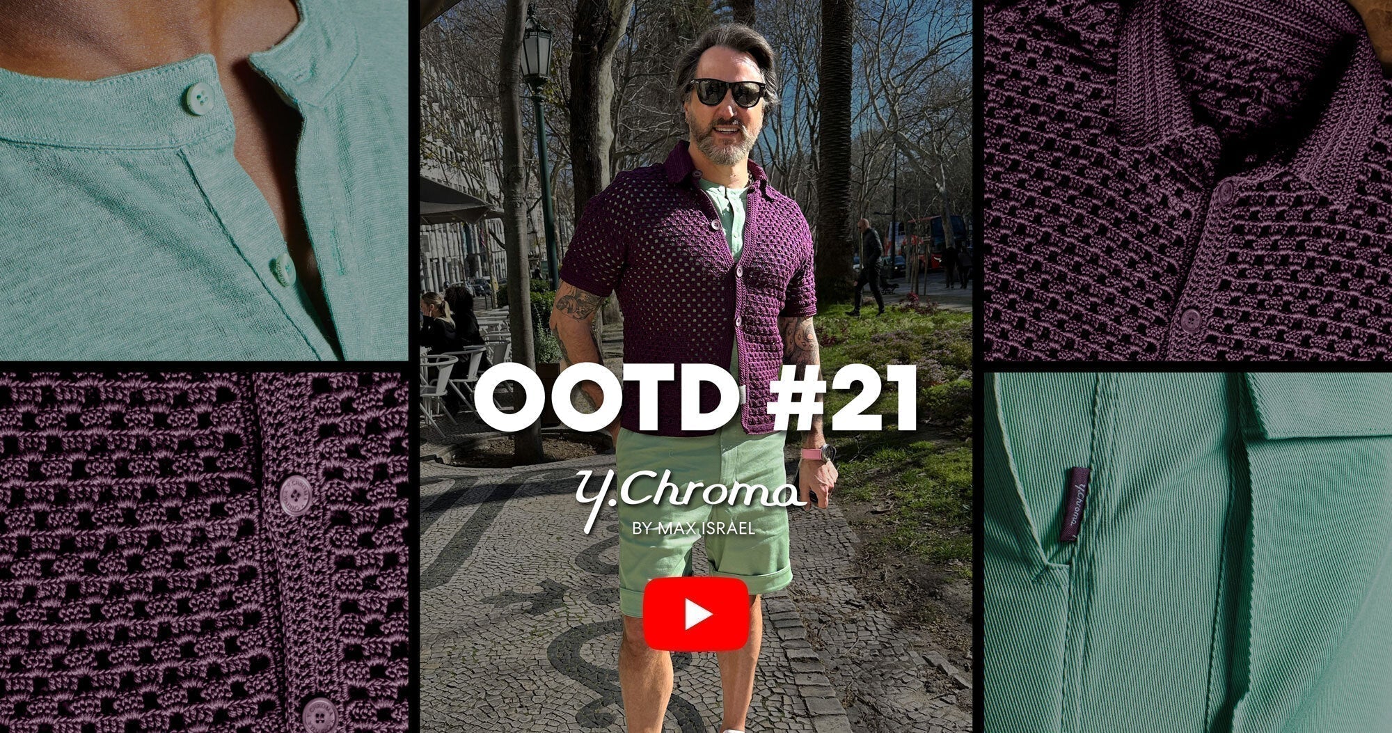 Two colors for a springtime shorts layered outfit – Y.Chroma Apparel